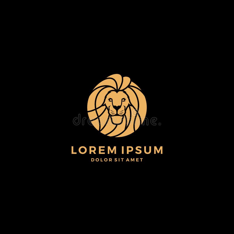 Lion head logo round stock illustration. Illustration of animal - 141393611