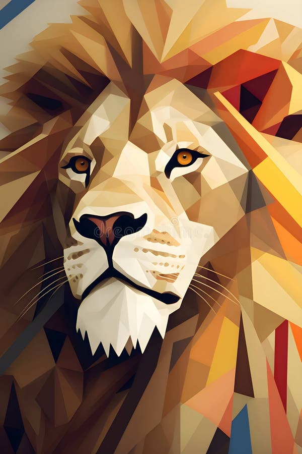 Lion Head in Low Poly Style. Vector Illustration for Your Design Stock ...