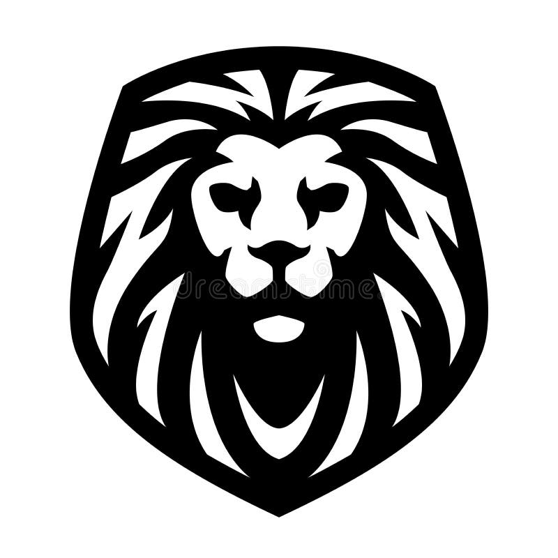 Lion Head, Monochrome Logo, Symbol. Vector Illustration. Stock Vector ...