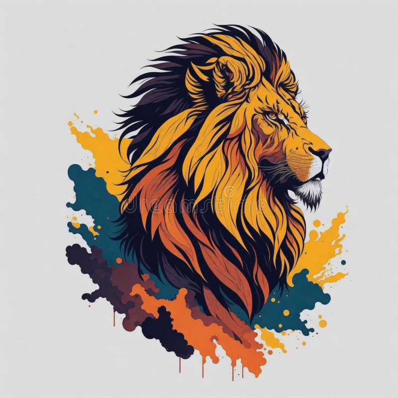 Lion Head Pop Art Illustration Generative Ai Stock Illustration ...