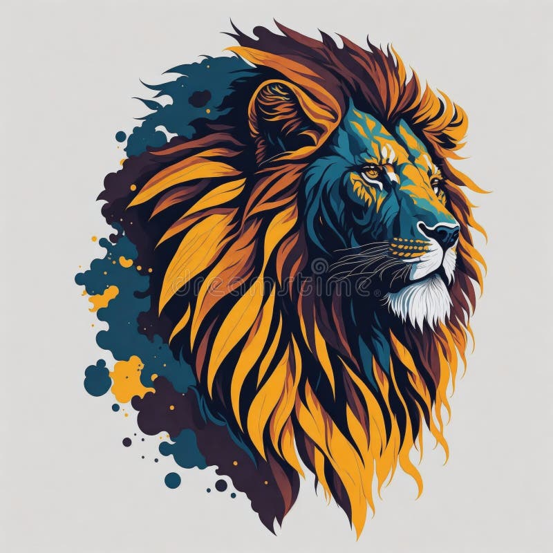 Lion Head Pop Art Illustration Generative Ai Stock Illustration ...
