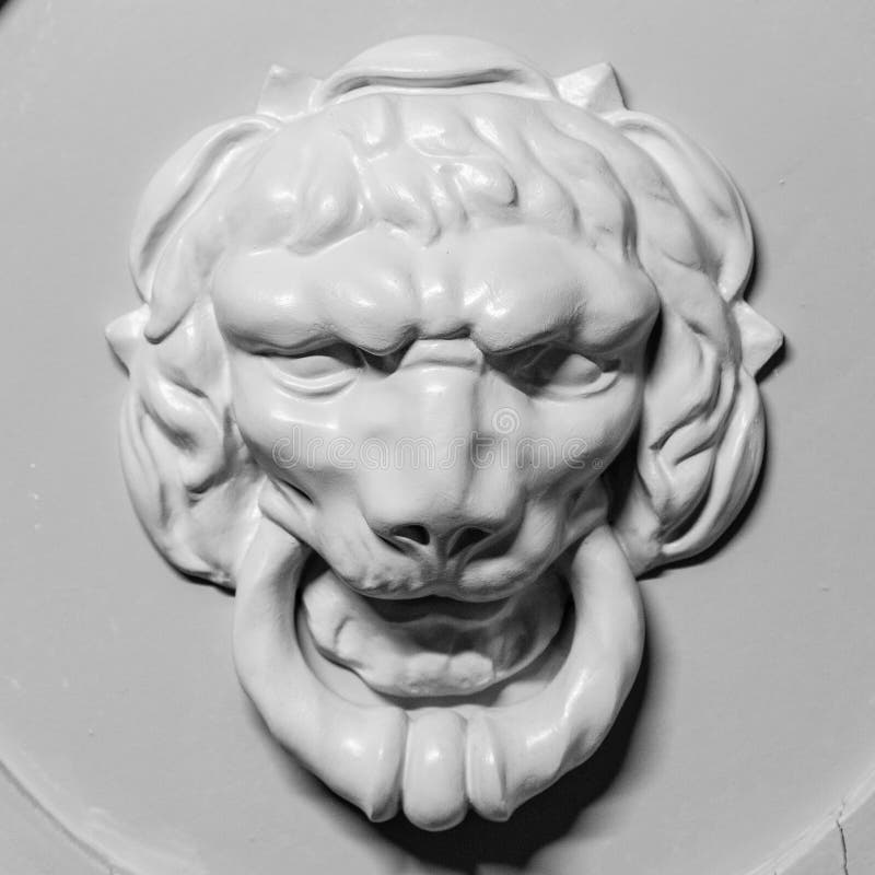 Lion Head Relief on the Facade Stock Photo - Image of marble ...