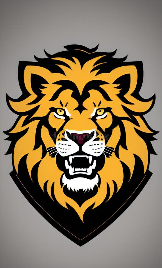 Lion Head with Shield in Vector Illustration Stock Illustration ...