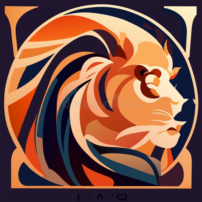 Lion Head in a Square Frame. Vector Illustration of a Tiger Head Stock ...