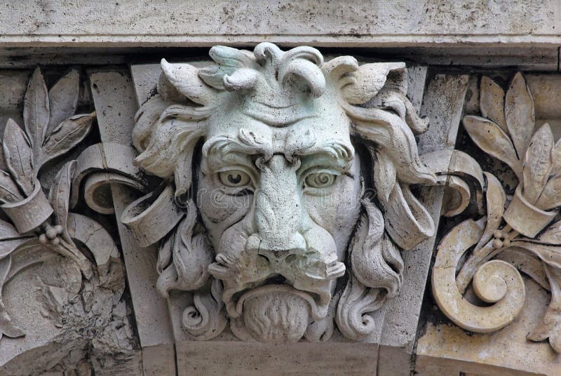 Lion head statue3 stock photo. Image of detail, entrance - 89875856