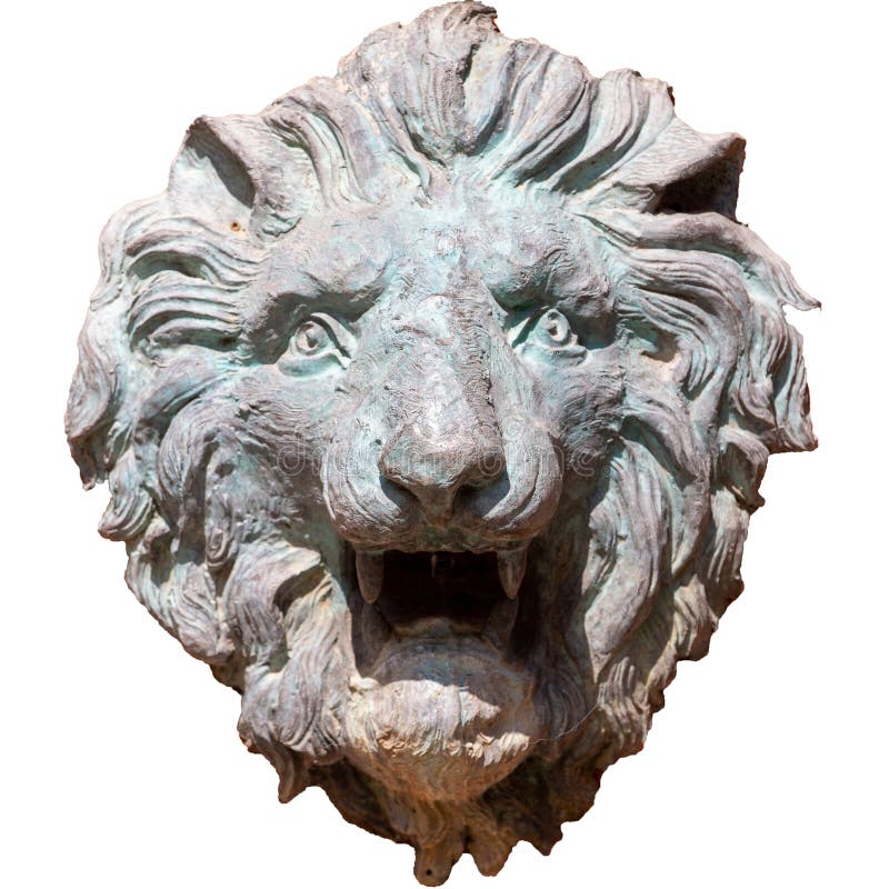 Lion head statue isolated stock image. Image of architecture - 353664551