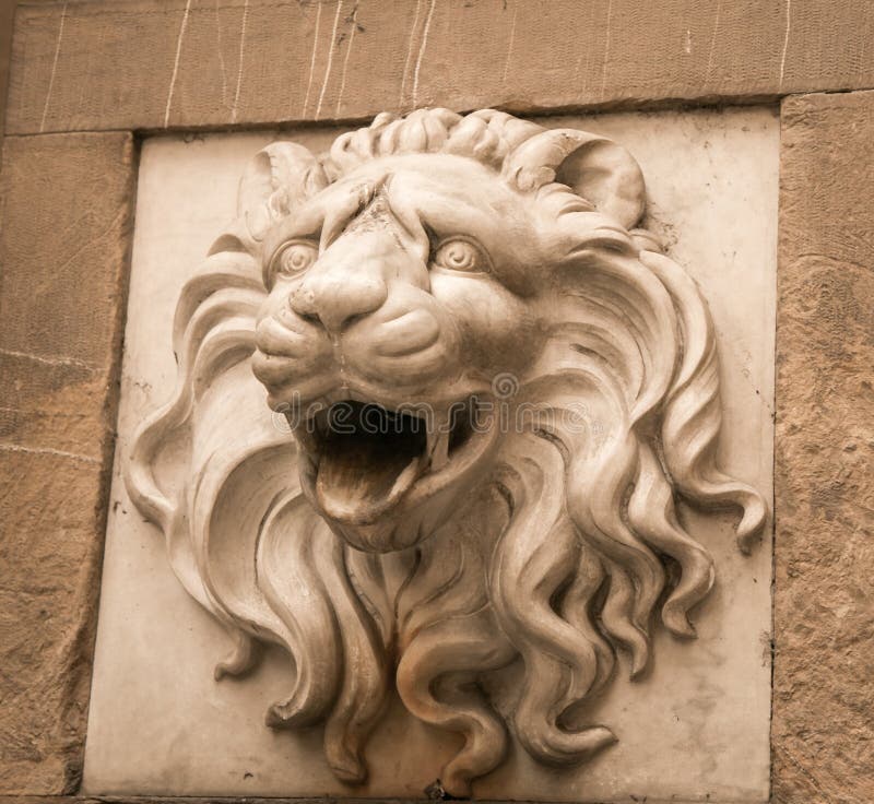 Lion head statue stock image. Image of stone, sculpture - 70144685