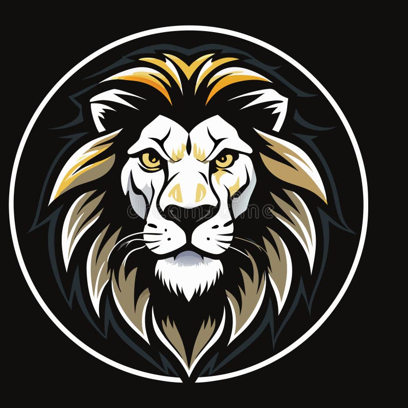 A Lion Head Vector Design Around in a Round Circle Stock Vector ...