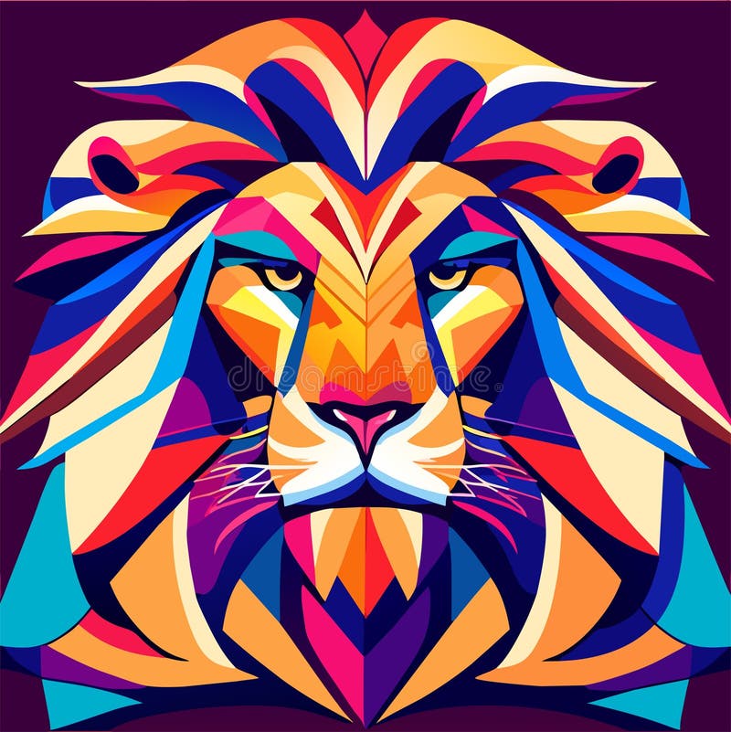 Lion Head Vector Illustration. Colorful Lion Head on Colorful ... Lion Head Vector Illustration. Colorful Lion Head on Colorful ...