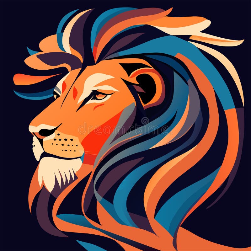 Lion Head in a Square Frame. Vector Illustration of a Tiger Head Stock ...