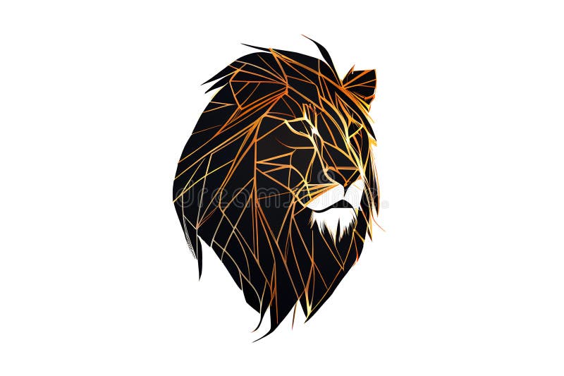 Lion Head on White Background Stock Illustration - Illustration of ...