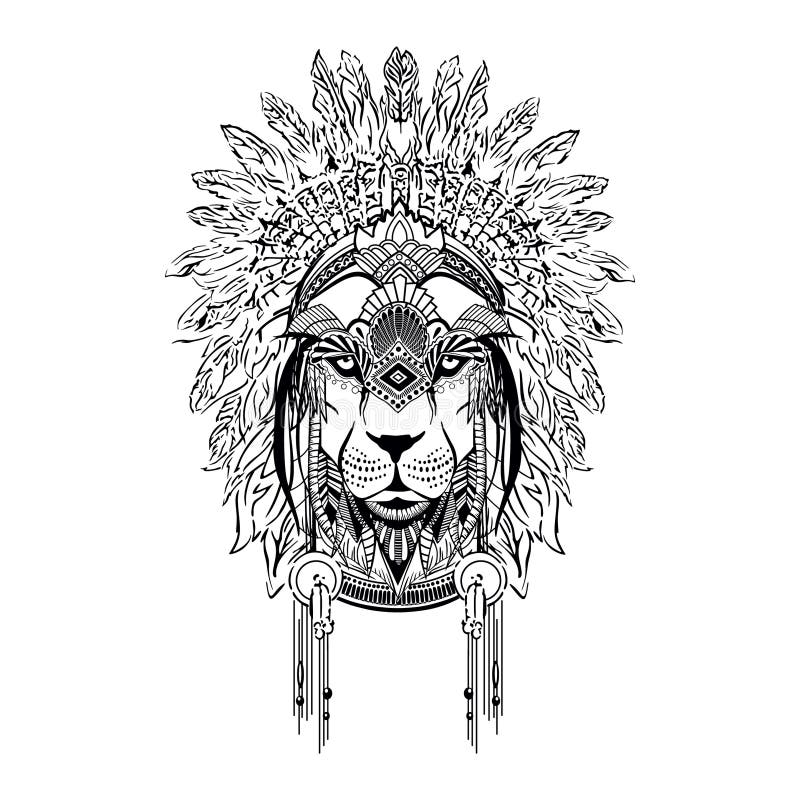 Native American Lion Stock Illustrations – 207 Native American Lion ...