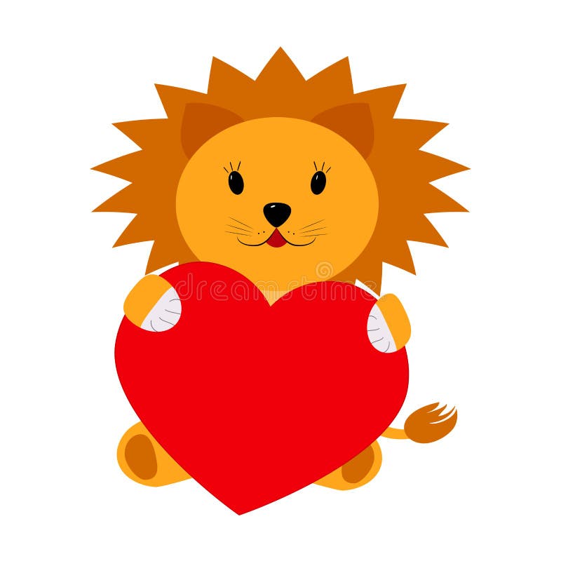 Lion Holding Heart White Background Stock Illustrations – 29 Lion ...