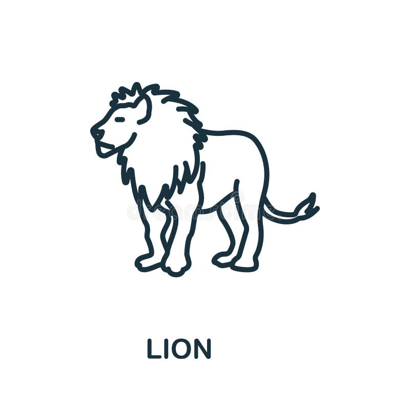 Lion Icon from Wild Animals Collection. Simple Line Lion Icon for ...