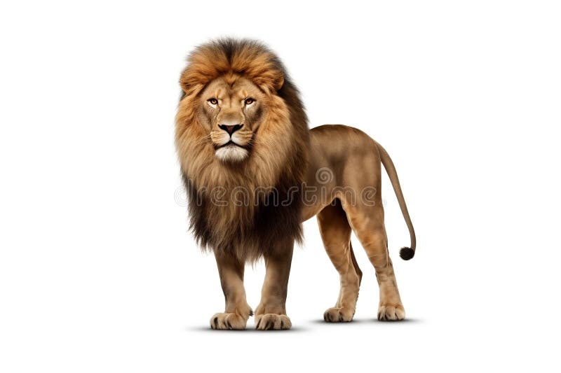 Lion Isolated on Transparent Background in Full Body Size. AI Stock ...