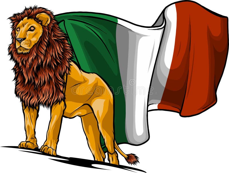 Lion with Italian Flag Illustration Stock Illustration - Illustration ...
