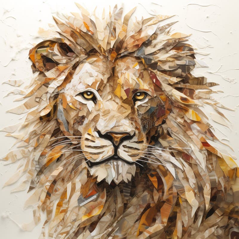 A Lion with Its Mane Created Using Layers Stock Illustration ...