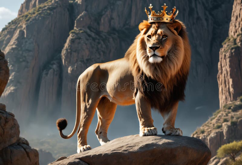 Lion is the King of Beasts Wearing a Crown. Generative AI Stock ...