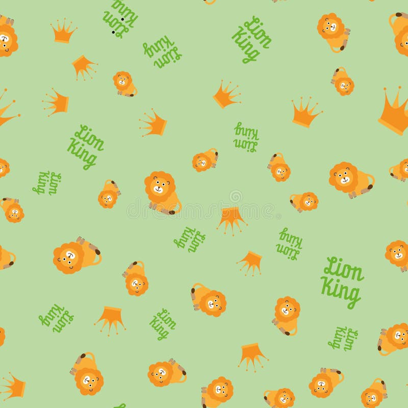 Lion King. Cute Children Theme. Seamless Background Pattern Stock Vector - Illustration of ...