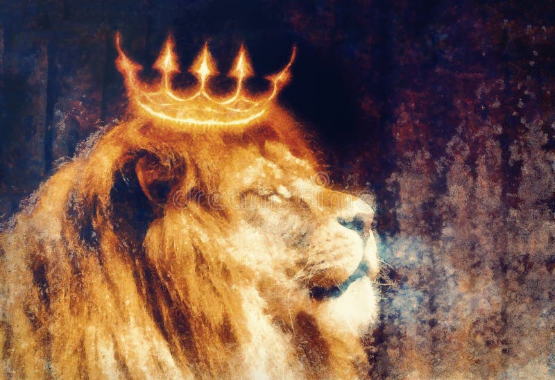 Lion King Portrait on Abstract Background. Stock Illustration ...