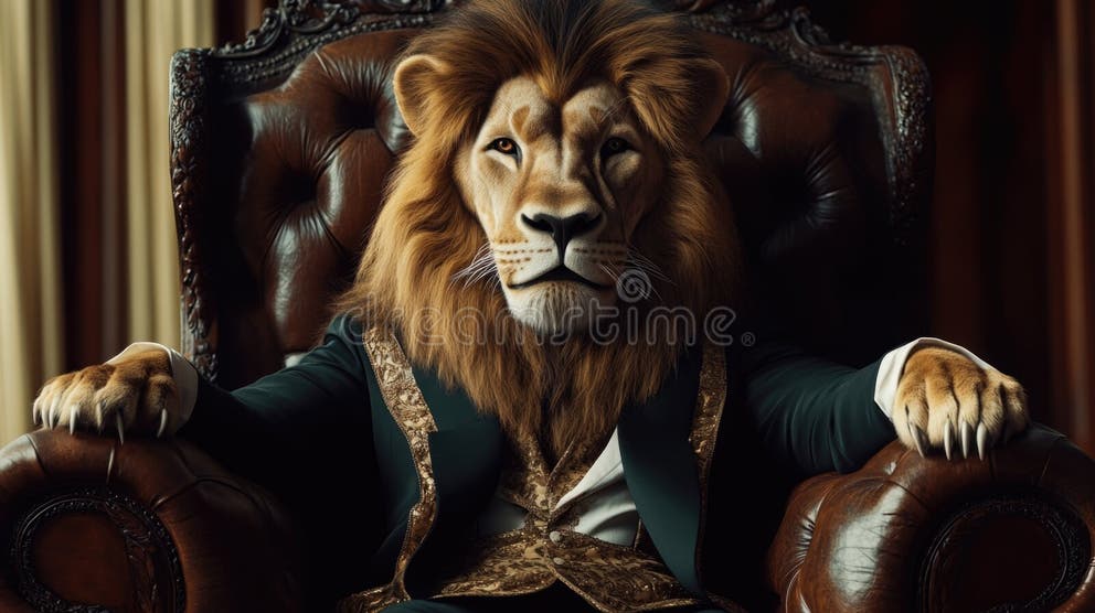Lion King in Suit stock image. Image of fashion, generated - 362014369