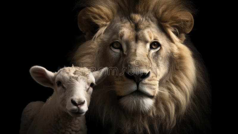 The Lion and the Lamb Together: a Symbol of Peace and Harmony. Stock ...