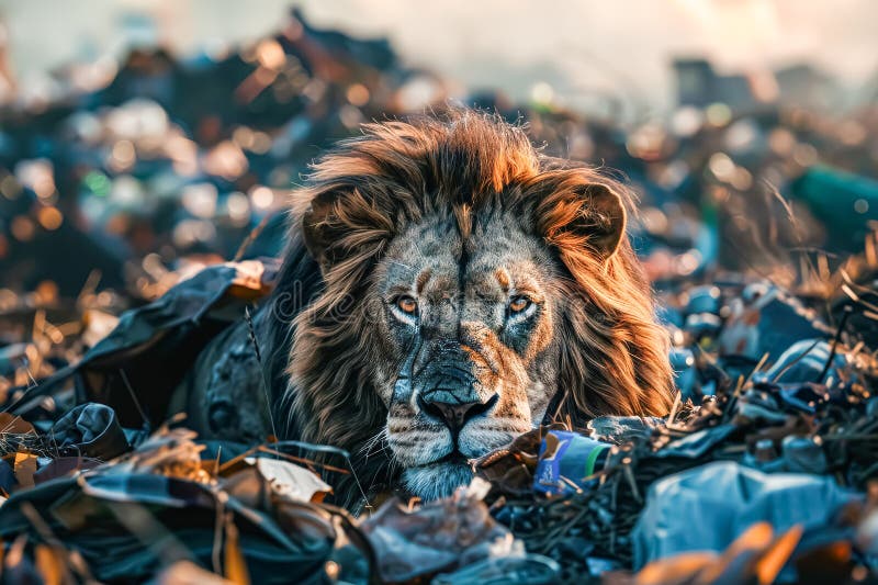 Lion Laying Pile Trash Stock Photos - Free & Royalty-Free Stock Photos ...