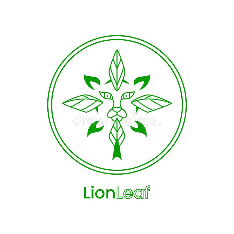 Lion and Leaf Logo Concept Inside Circle Stock Vector - Illustration of ...