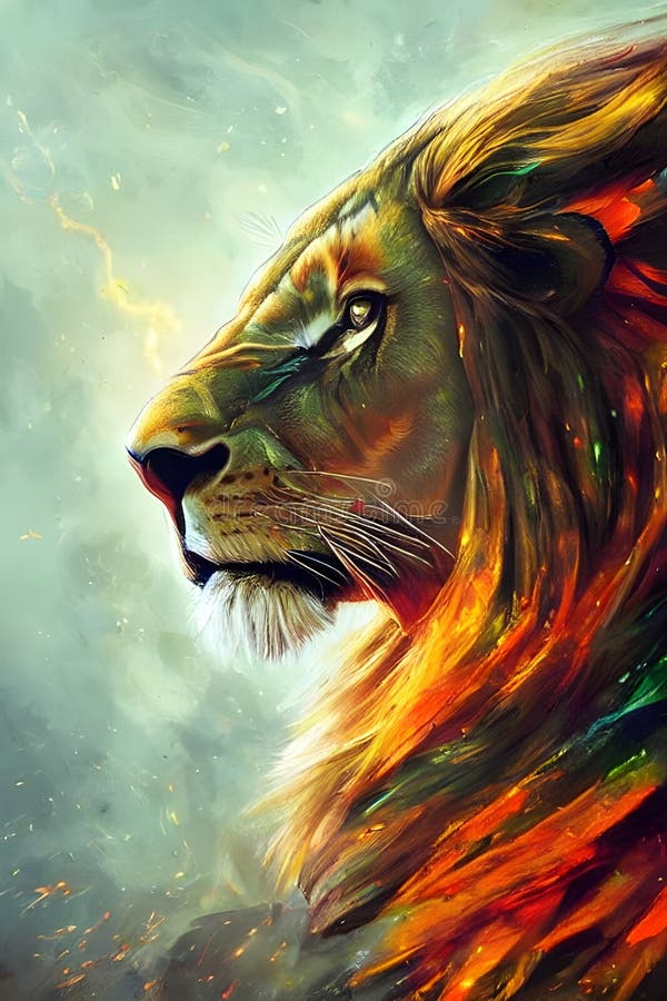 Lion Legacy: Digital Lion Art Prints Assortment Stock Illustration ...