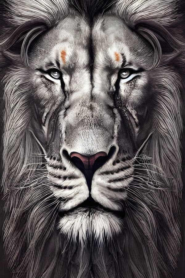 Lion Legacy Illuminated: Digital Lion Art Prints Assortment Stock Illustration - Illustration of ...