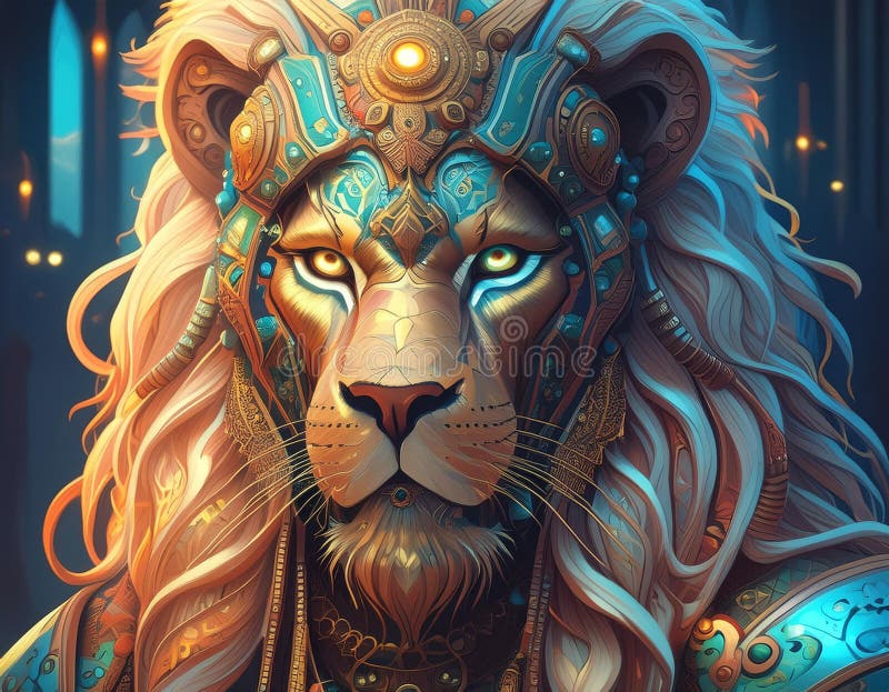 A Lion-Like Human on Another Planet Stock Illustration - Illustration ...