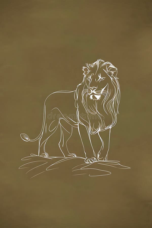 Lion Line Art Drawing Illustration Stock Vector - Illustration of ...