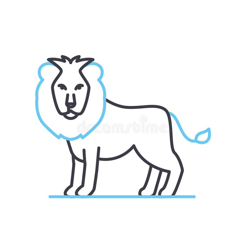 Lion Line Icon, Outline Symbol, Vector Illustration, Concept Sign Stock ...