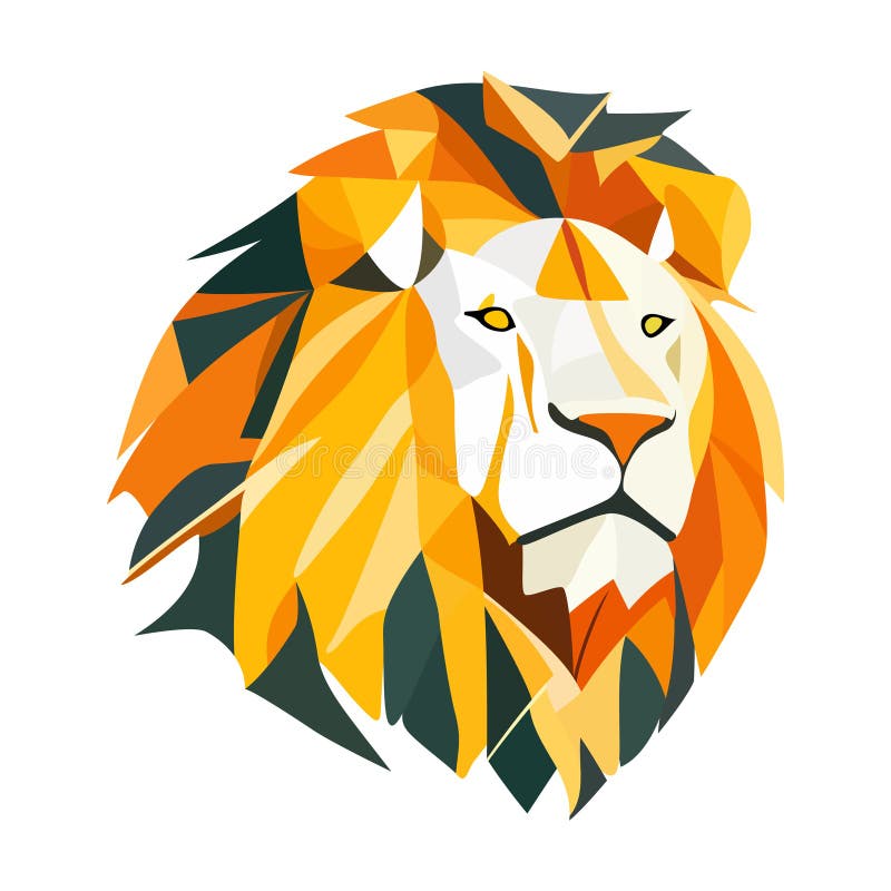 Lion Logo Design. Abstract Colorful Polygon Lion Head. Calm Lion with ...