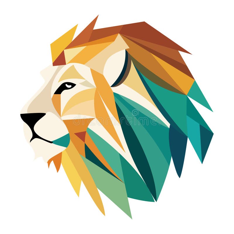 Lion Logo Design. Abstract Colorful Polygon Lion Head. Calm Lion with ...
