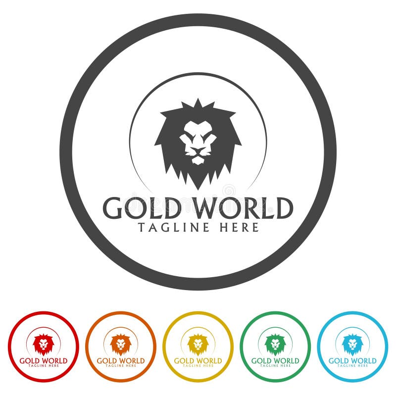 Lion Logo. Set Icons in Color Circle Buttons Stock Vector ...