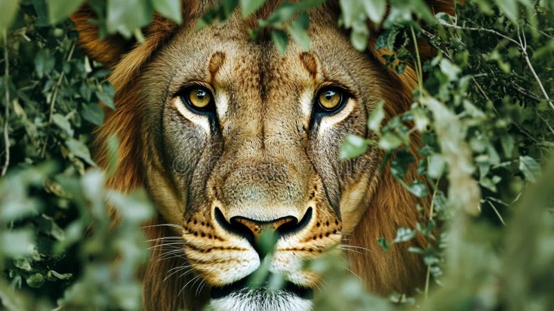 Lion is Looking at the Camera with Its Eyes Open Stock Footage - Video ...