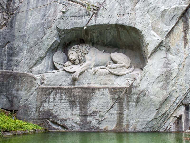 Lion of Lucerne stock photo. Image of lucerne, carving - 157610664
