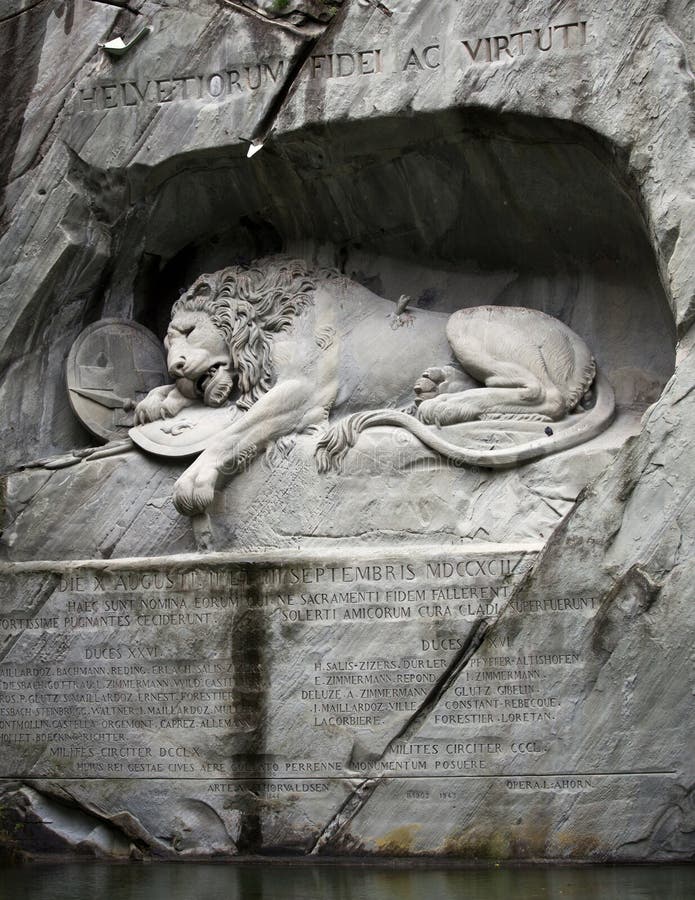 Lion of Lucerne, Switzerland Stock Image - Image of french, outdoor ...
