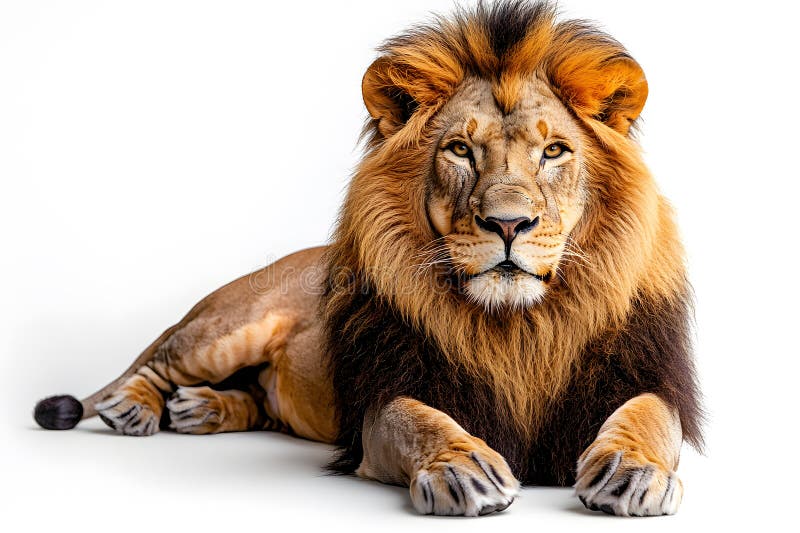 Lion Lying, Roaring, Panthera Leo, 10 Years Old, Isolated on White ...