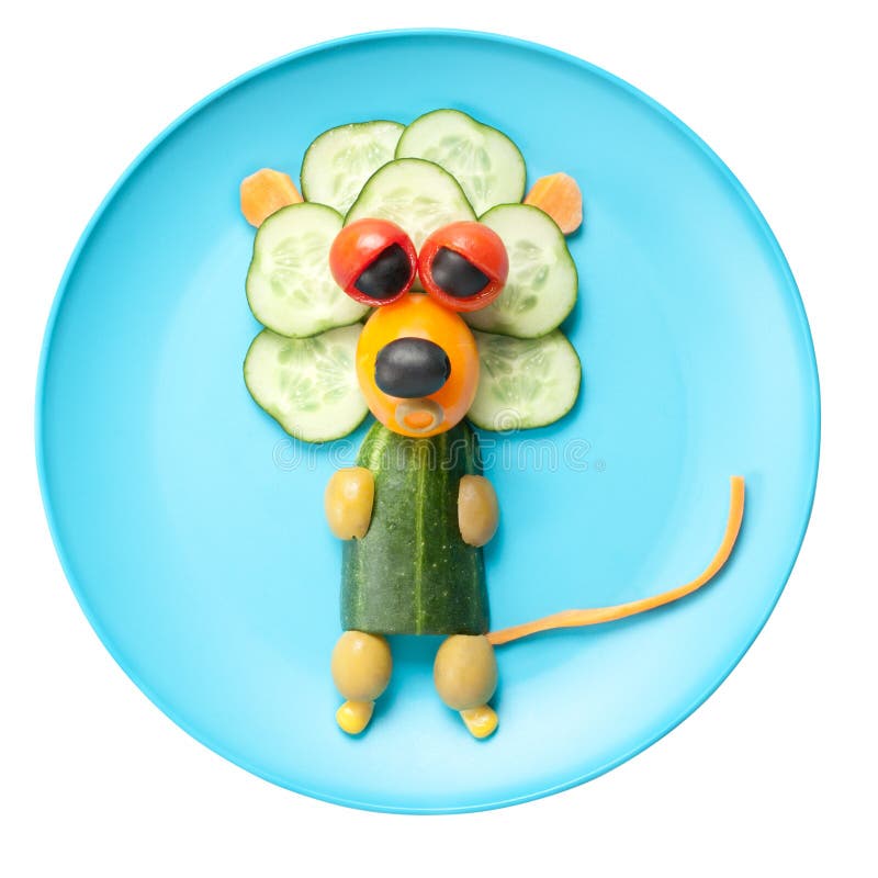 Lion Made Vegetables Blue Plate Stock Photos - Free & Royalty-Free ...