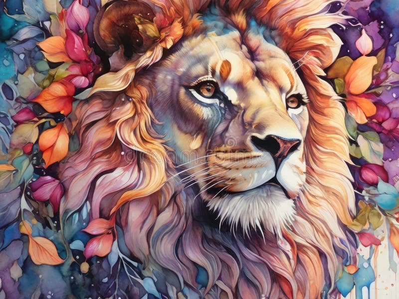 Lion Majestic Beautiful Animal Illustration Stock Image - Image of ...