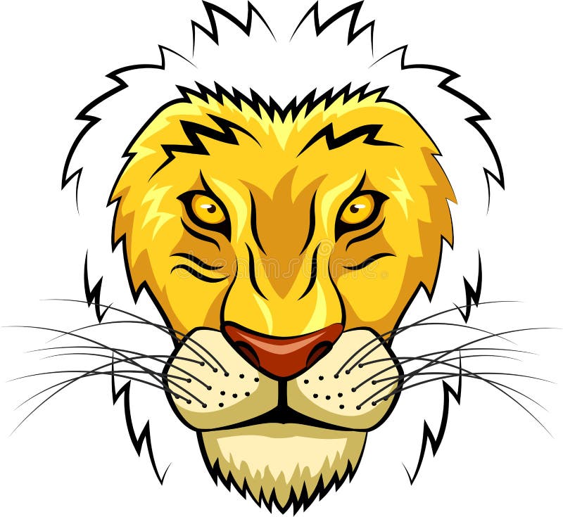 Lion mascot face. stock vector. Illustration of color - 93473668