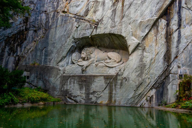 Lion Monument at Swiss Town Luzern Stock Image - Image of lucerne, alps ...