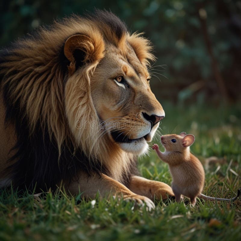 The Lion and the Mouse stock illustration. Illustration of tale - 326784794