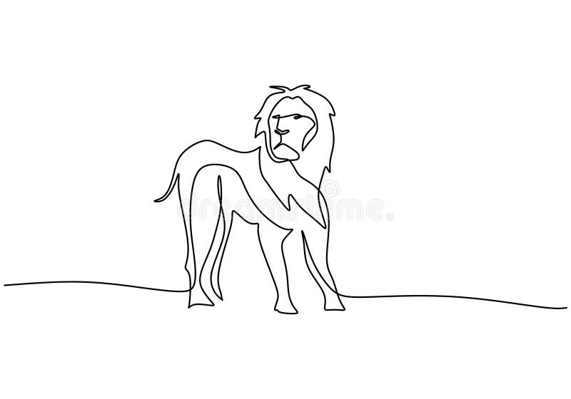 Lion One Line Drawing. Vector Illustration Isolated Stock Vector ...