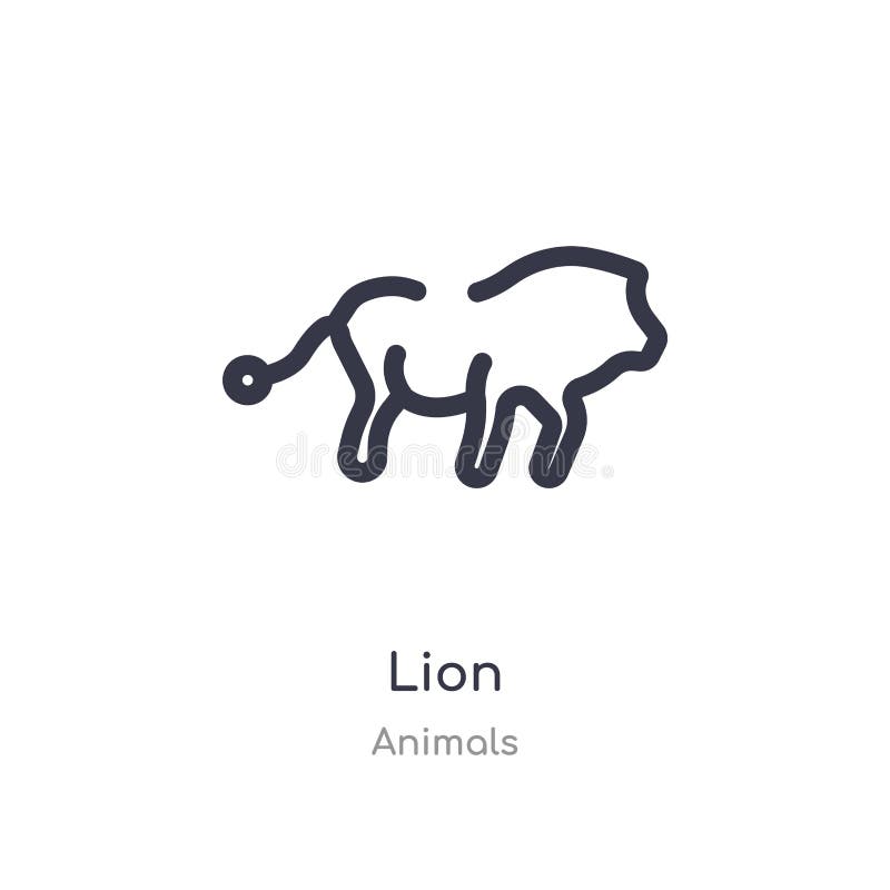 Lion Outline Icon. Isolated Line Vector Illustration from Animals ...