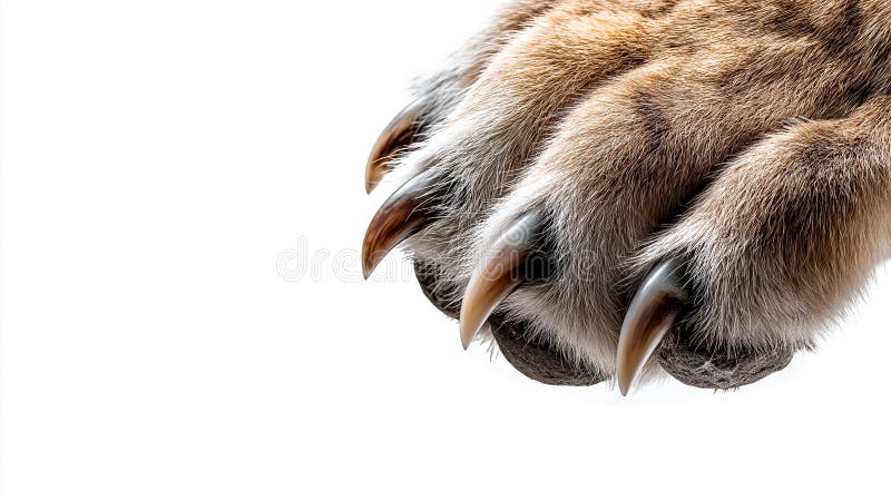Lion Paw with Sharp Claws on White Background and Copy Space Stock ...