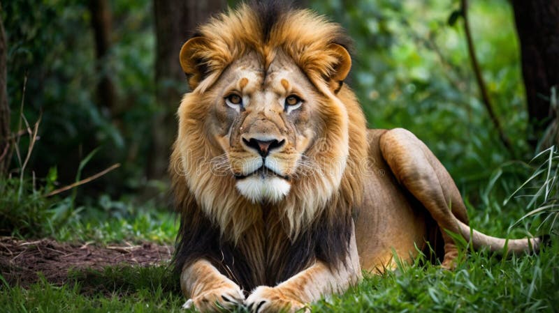 The Lion s Bold Stance stock illustration. Illustration of head - 333340406