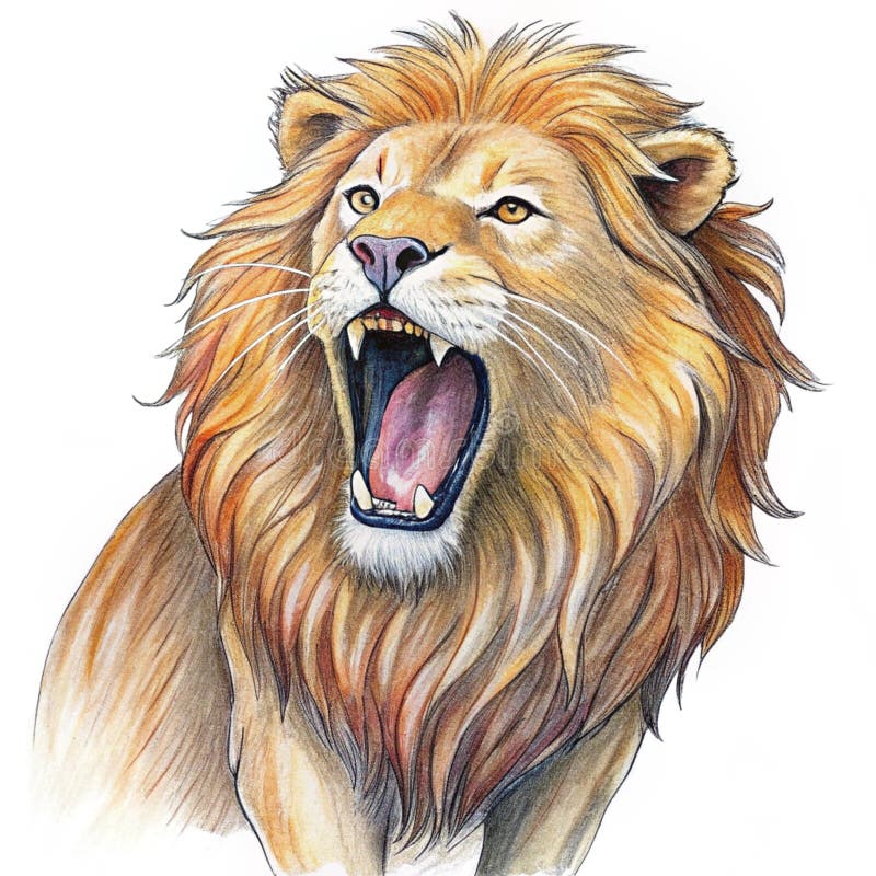 Lion is screaming picture stock illustration. Illustration of national ...